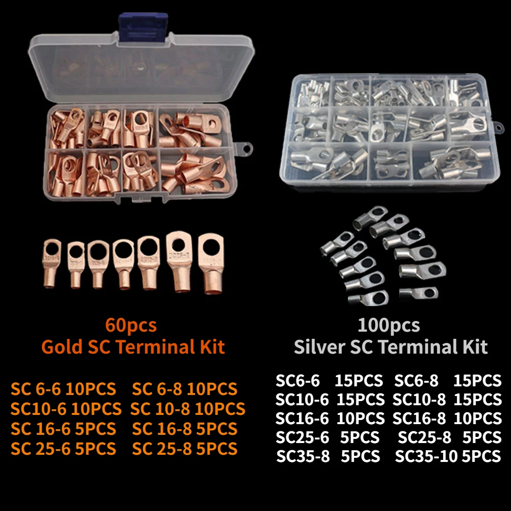 60-100pcs-SC-Series-Terminals-Kit-Copper-Gold-Silver-Battery-Wire ...
