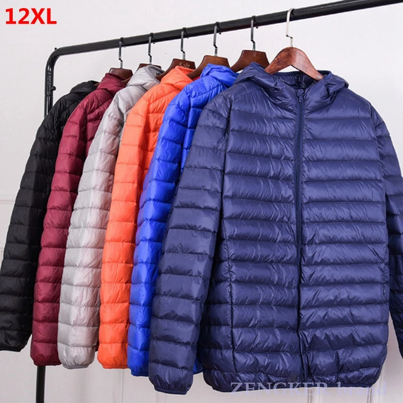 Super Size Thin And Light Hooded Men's Down Jacket Large Size Coat Man ...