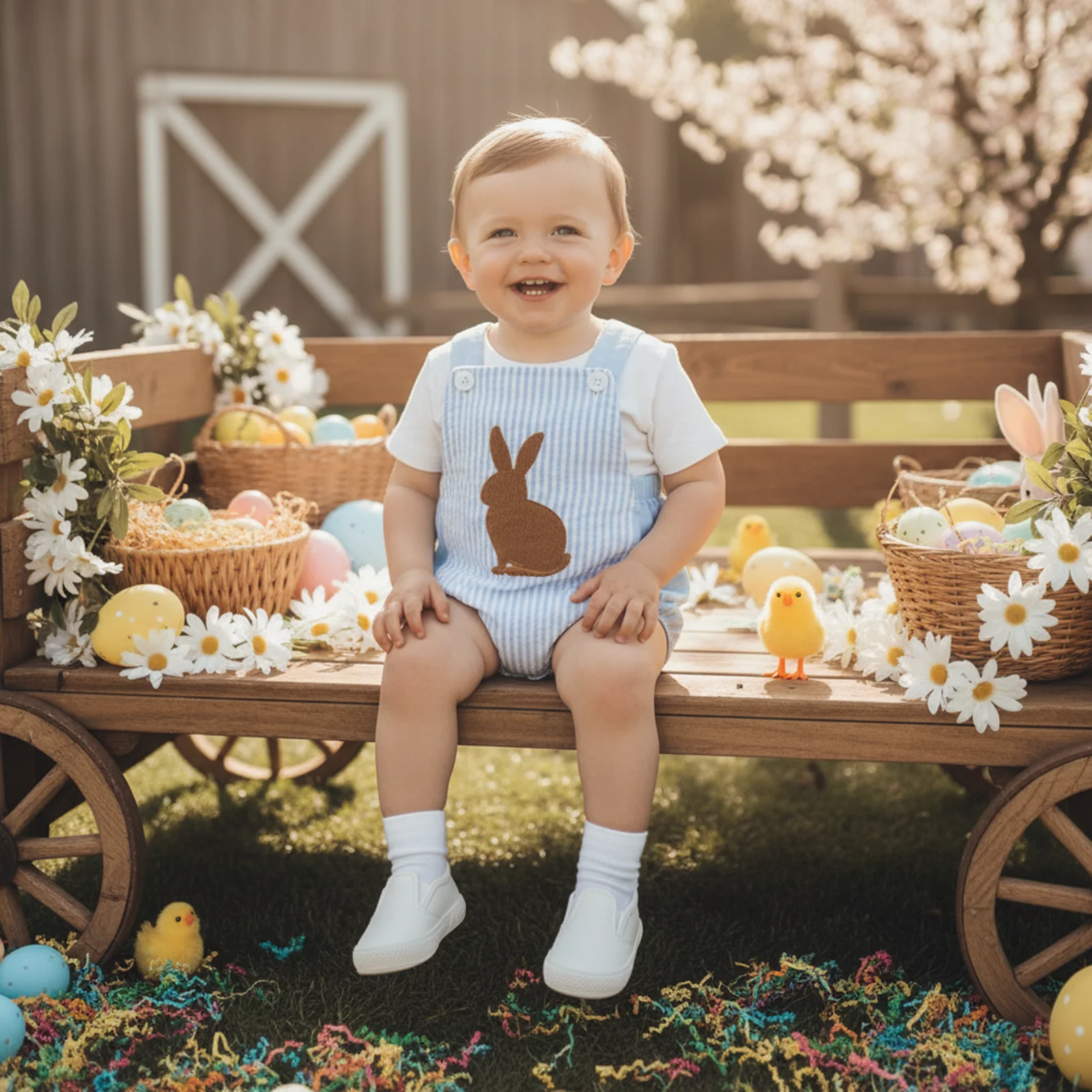 FOCUSNORM 0-18M Lovely Baby Boys Easter Romper Cute Bunny Embroidery ...