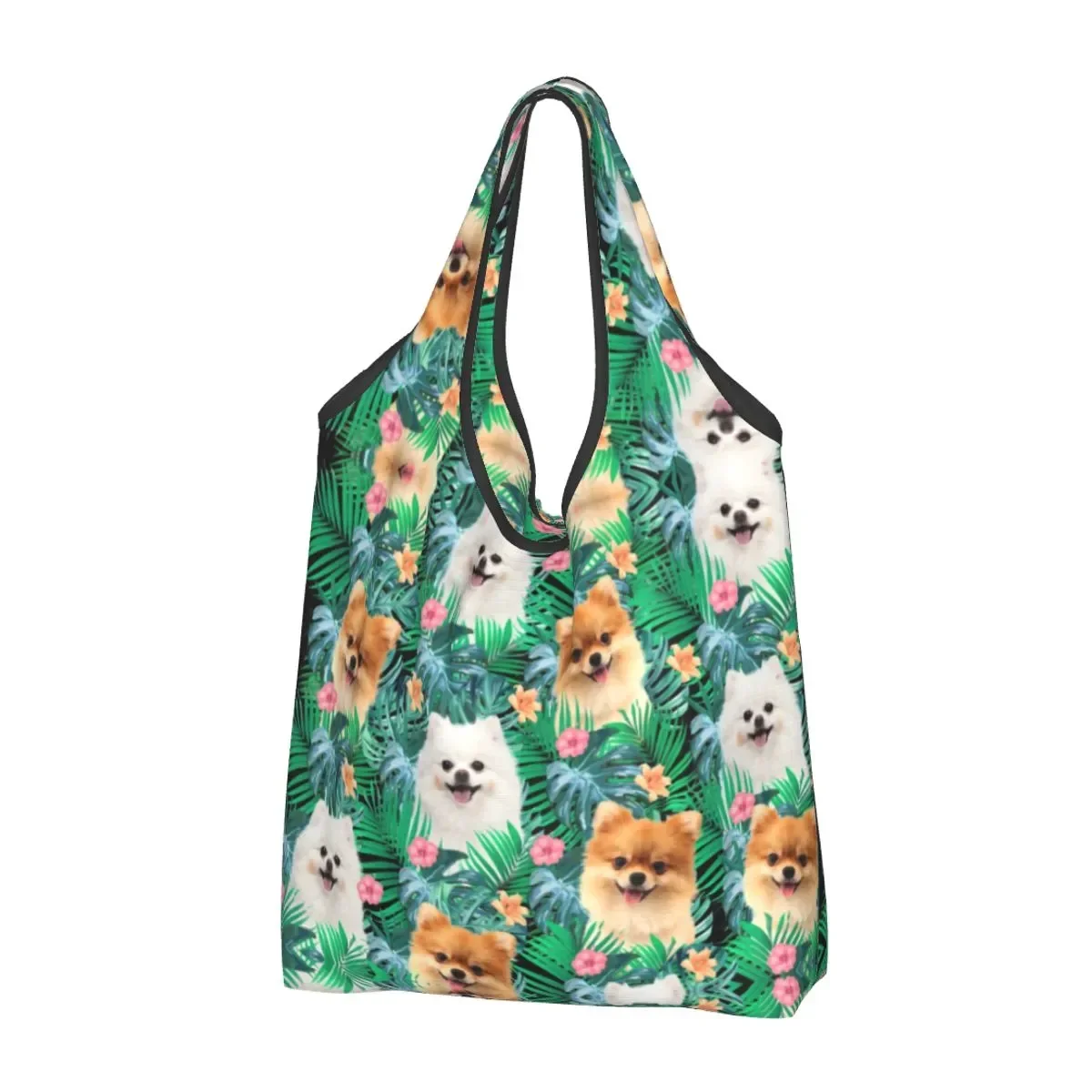 Recycling-Pomeranian-Dog-With-Summer-Leaf-Shopping-Bag-Women-Tote ...