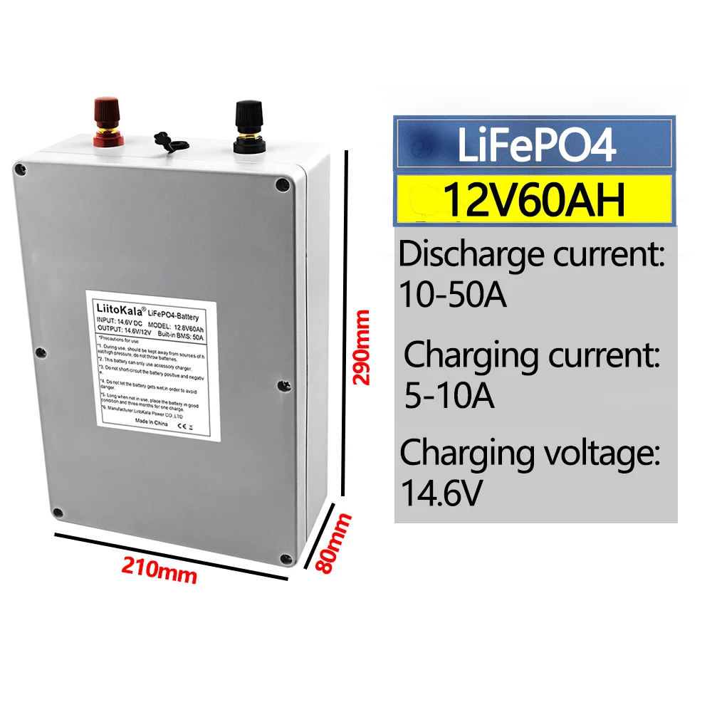 LiitoKala 12v 60ah lifepo4 battery pack 12.8v lifepo4 lithium battery ...