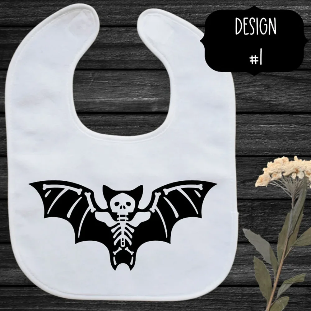 Halloween-Bat-Skeleton-Baby-Bib-Goth-Neutral-Punk-gift-Goth-Nursery ...