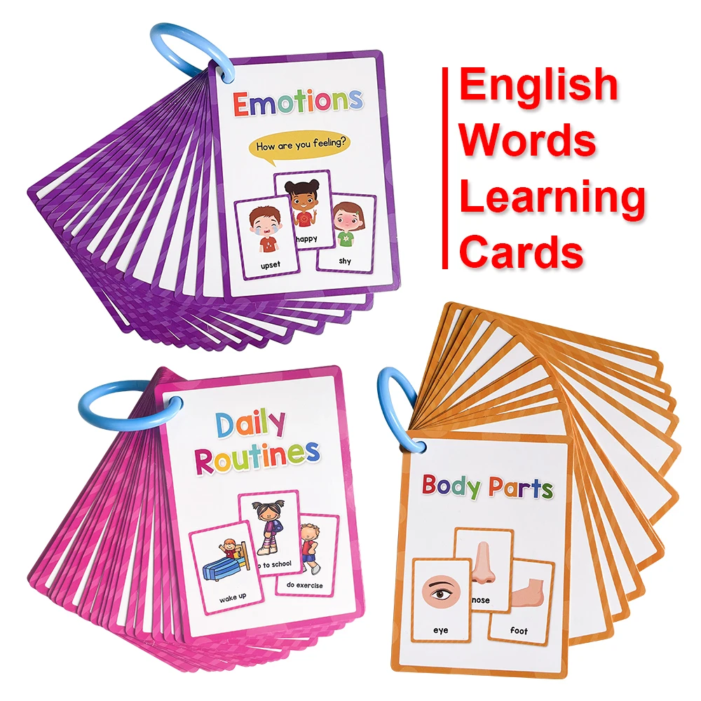 Kids-Montessori-English-Words-Learning-Card-Pocket-Flashcards-Early ...