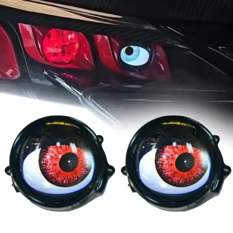 Car Fog Lights Dynamic Devil Eyes Round Warning Lighting 12V 6 Modes ...