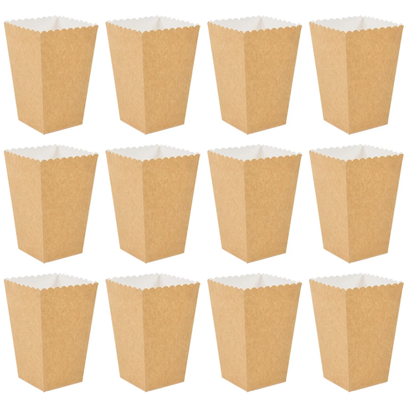 24Pcs Kraft Paper Popcorn Boxes Container Birthday Party Movie Night ...