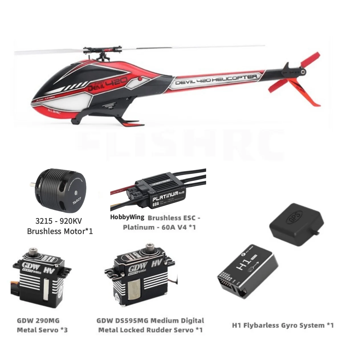 ALZRC - Devil 420 FAST FBL Super Combo GDW DS290MG and GDW DS595MG with ...