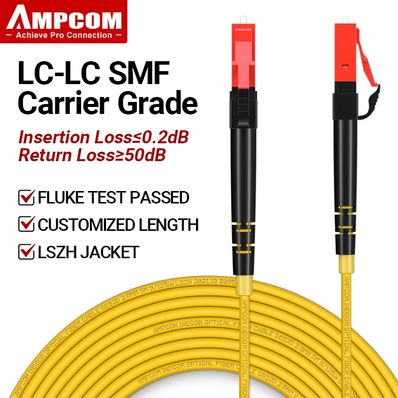 AMPCOM LC to LC UPC Fiber Optical Patch Cable Singlemode Simplex SMF 9 ...