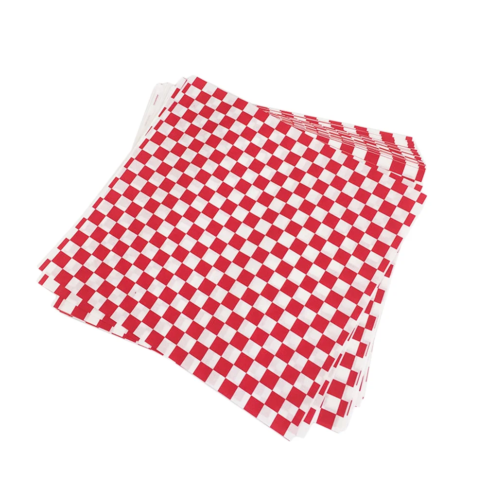 100-200PCS-Red-and-White-Grid-Pizza-Oil-Paper-Sheet-Fried-Food-Paper ...