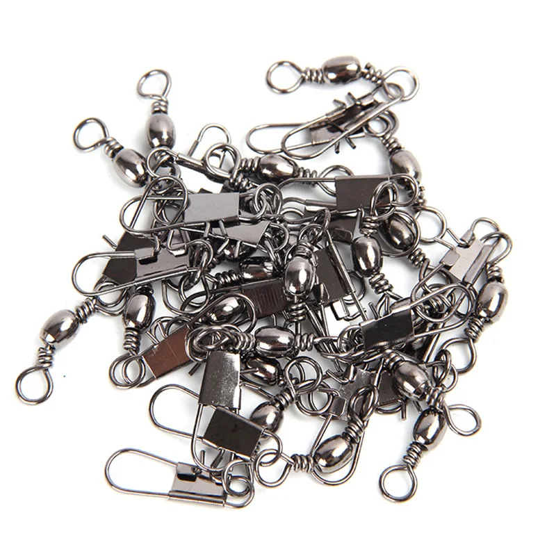 100PCS 4-12# Swivel Fishing Connector Snap Pin Rolling Fishing Lure ...