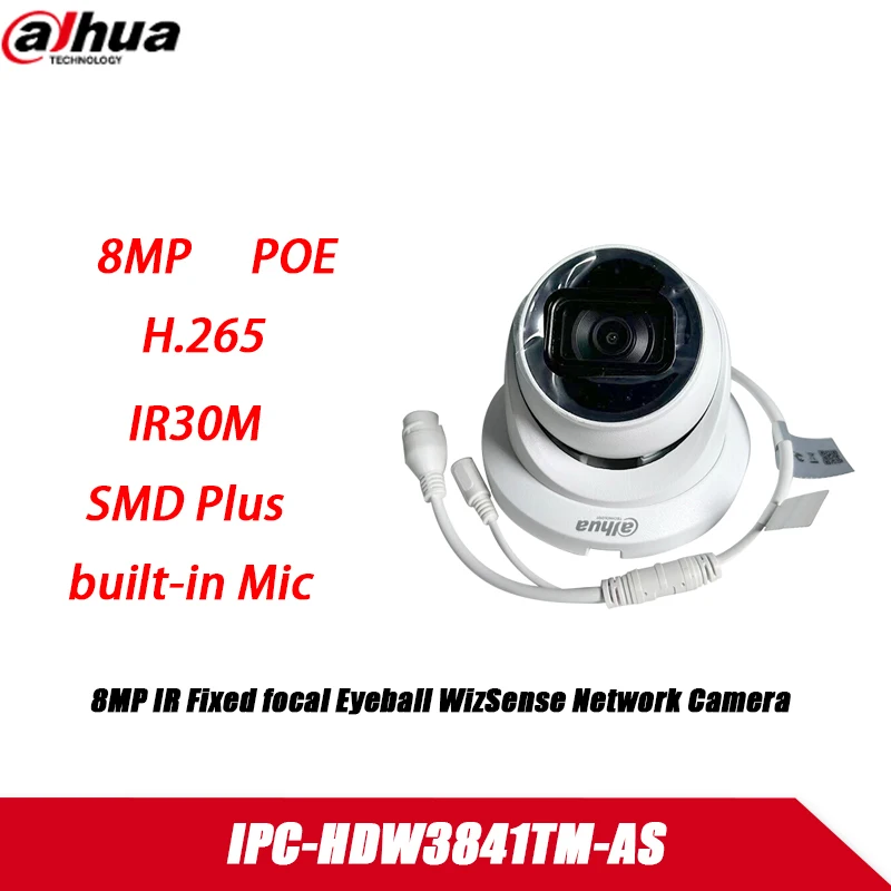 Câmera Dahua 8MP POE IPTV IPC HDW3841TM AS WizSense Webcam Built in MiC & SD Slot para cartão IR ...