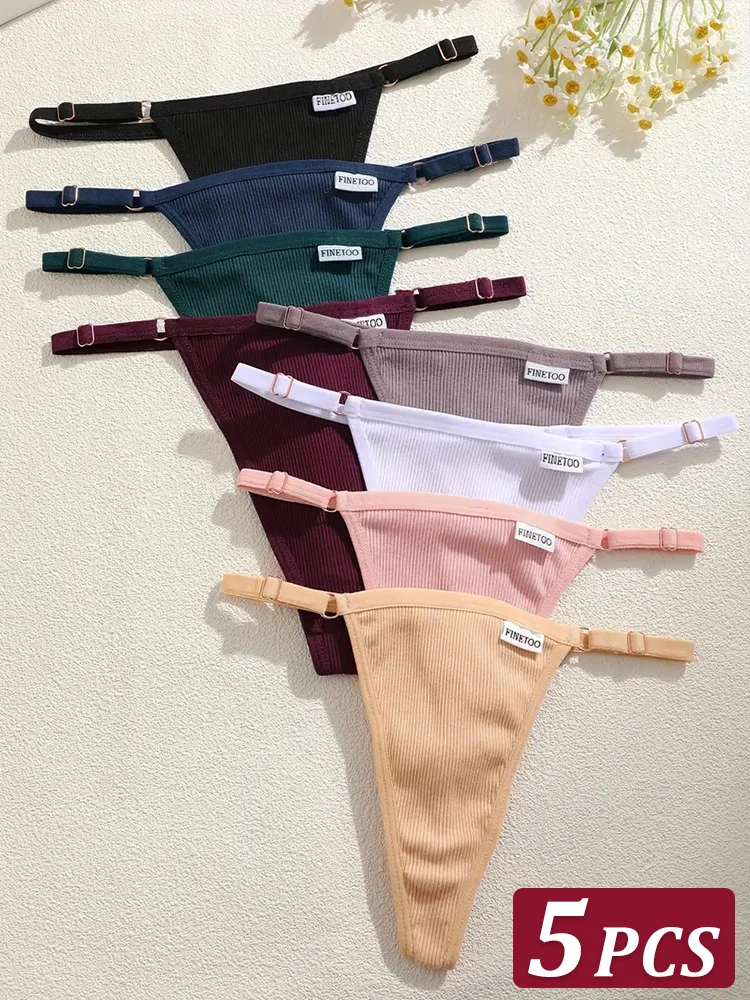 Bragas-de-algod-n-de-5-piezas-para-mujer-tangas-de-cintura-ajustable ...