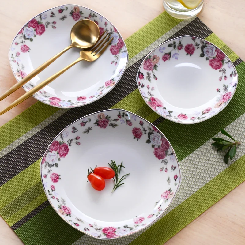 Bone-China-6-7-8-inch-Square-Plate-Soup-Plate-Rice-Plate-Set-Ceramic ...