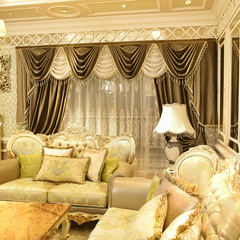 Luxury Palace Simple European style Curtains for Living Room Atmosphere ...