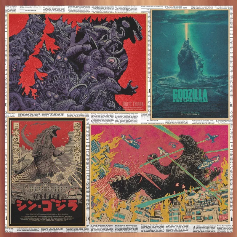 Godzilla Movie Poster First Generation Godzilla Retro Kraft Paper Movie ...