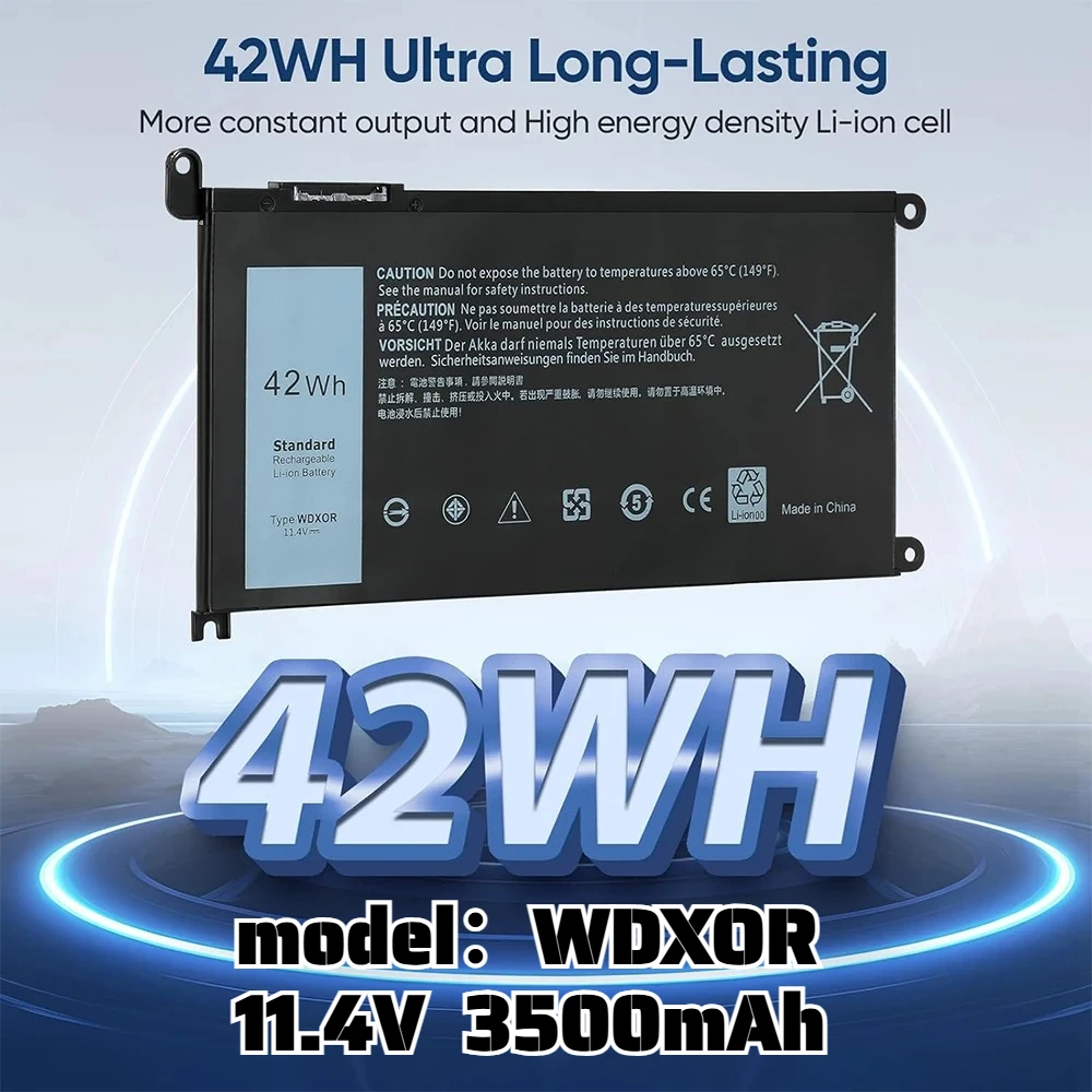 42WH WDX0R Laptop Battery for Dell Inspiron 13 15 5000 7000 Series 5567 ...