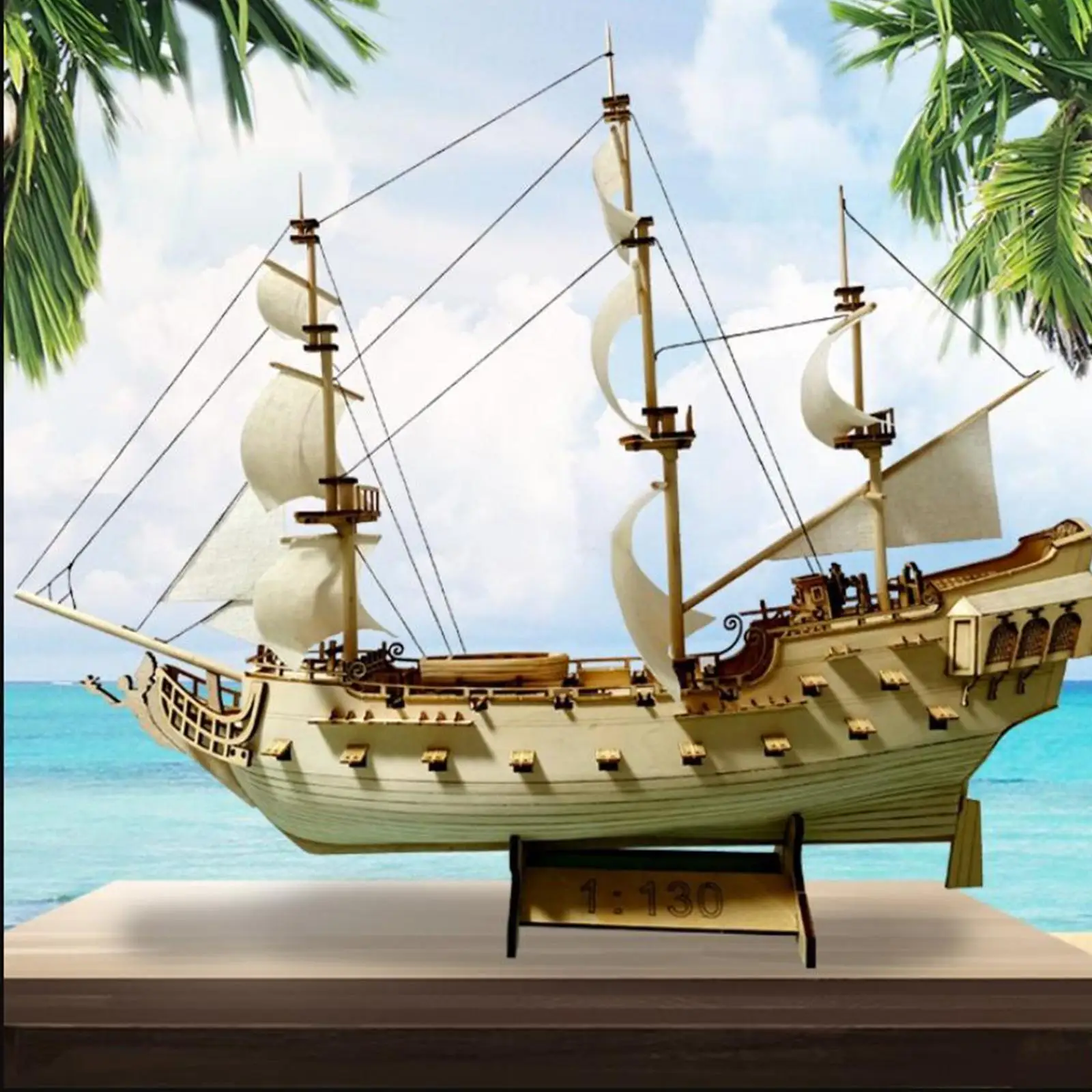1/300 Nautical Sailing Boat Model Kits Pirate Ship Crafts for Desk Decor