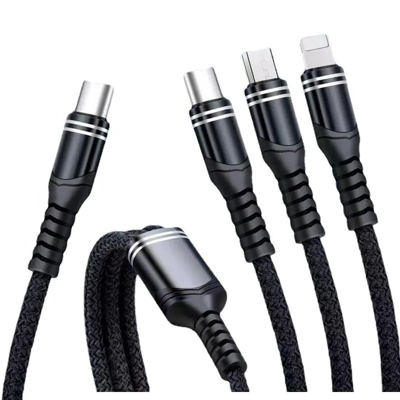 PD 66W 3 In 1 Fast Charging Cable For Xiaomi iPhone Poco Micro USB Type ...