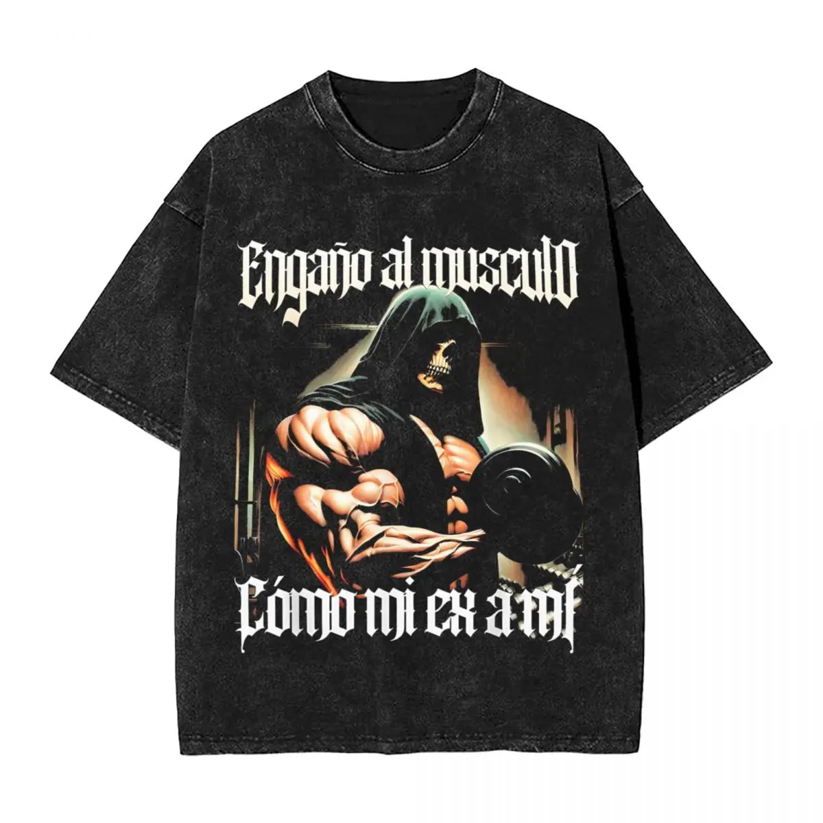 Calacas-Chidas-Gym-Fitness-Con-Frases-Sarcasticas-Washed-T-shirt-Men ...