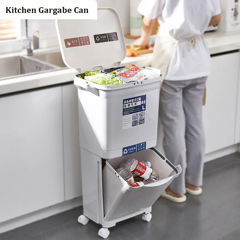 42L-Kitchen-Trash-Can-Gargabe-Cube-Wet-Dry-Trash-Sorting-Bin-3-Layer ...