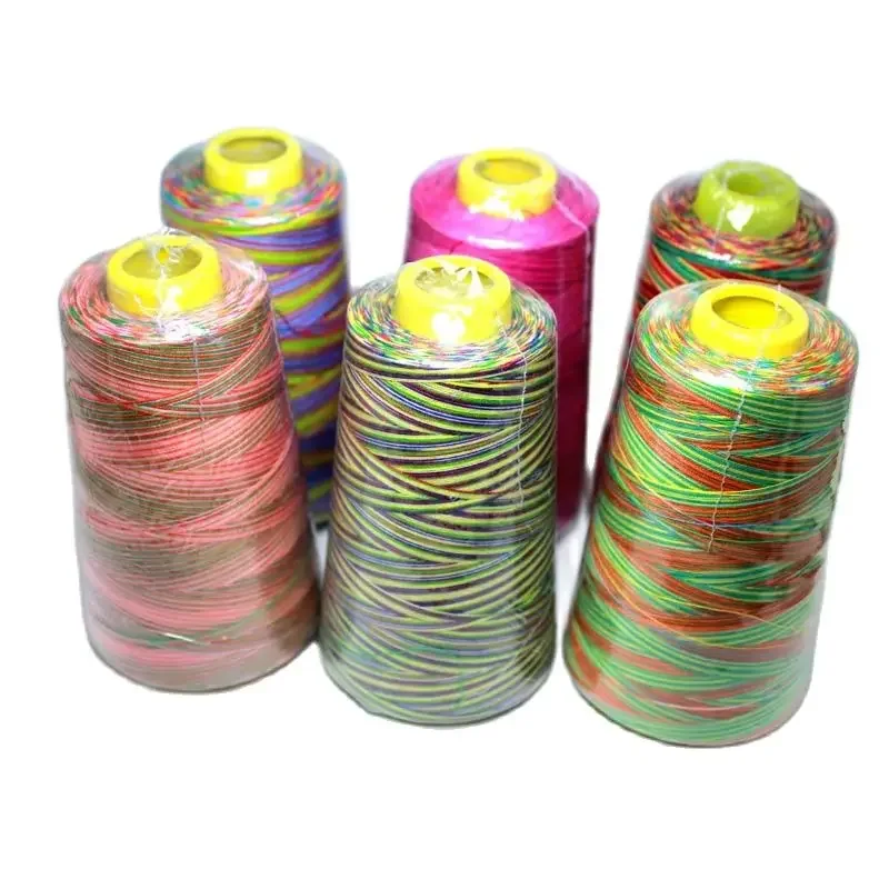 3000 yards Colorful rainbow line 40s/2 high speed polyester sewing ...