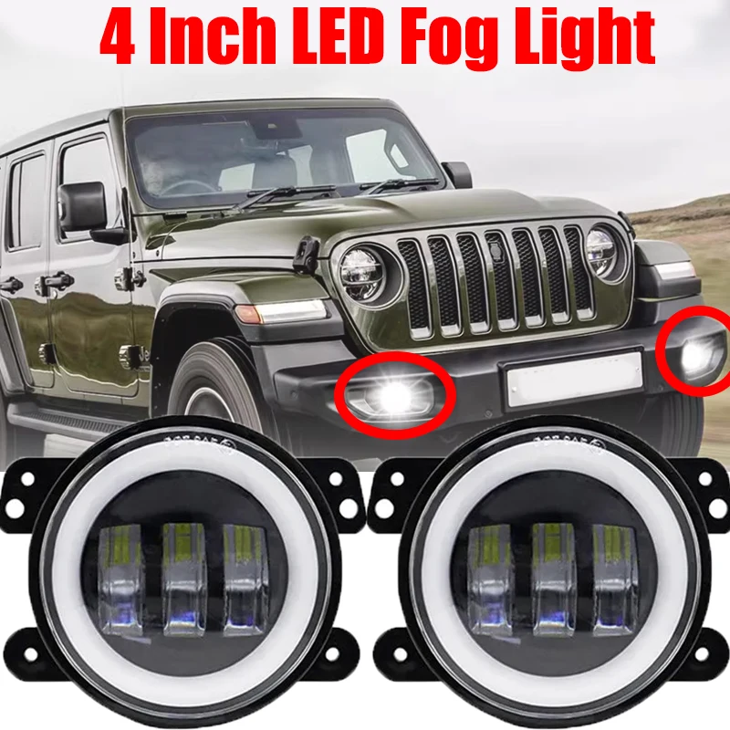 4-inch-Car-LED-Headlight-30W-LED-Fog-Light-With-White-Halo-Ring-DRL ...