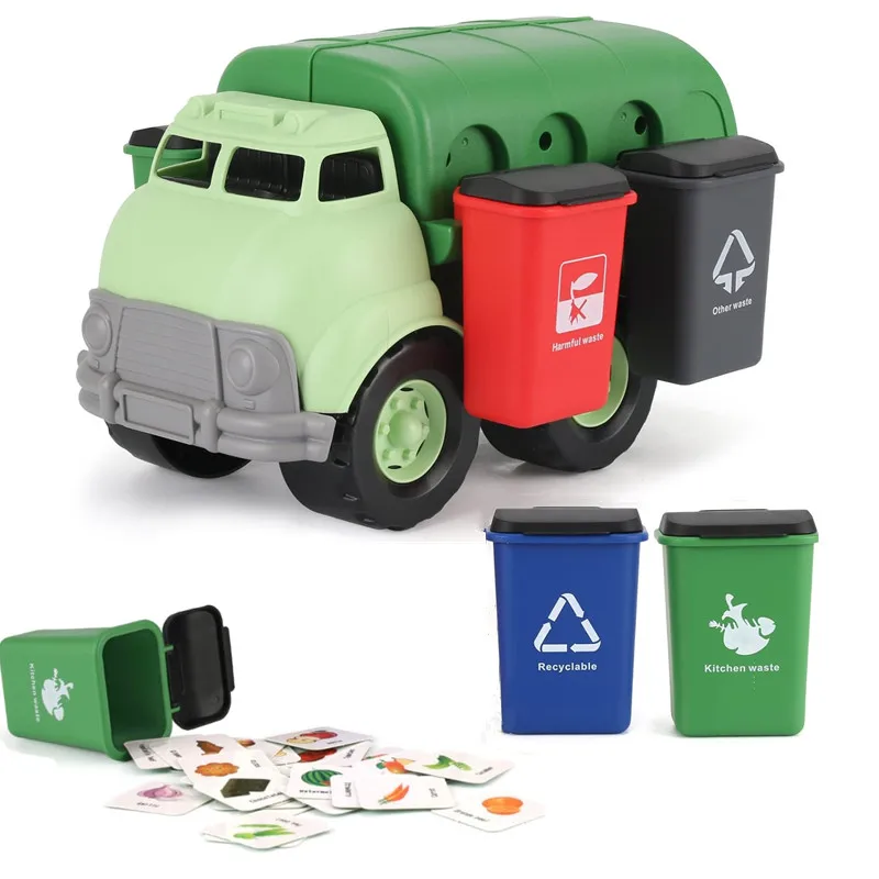 Big Green Plastic Garbage Truck Toy Waste Management Recycling Dump ...