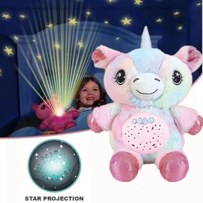 Stuffed Animal With Light Projector With Music In Belly Comforting Toy ...