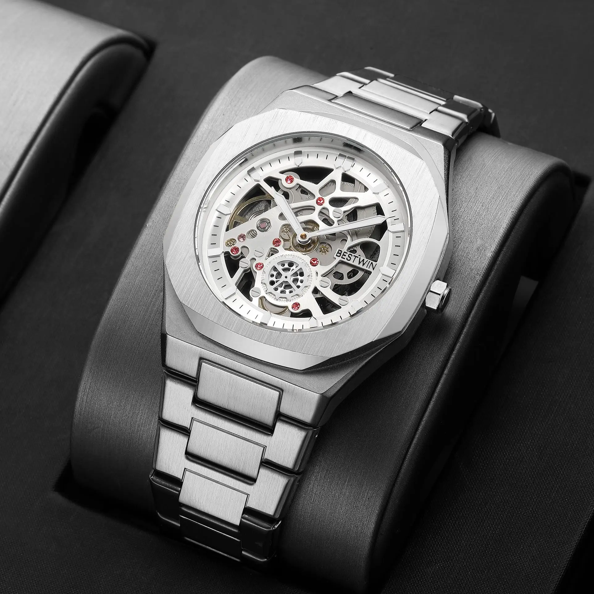 New-Octagonal-Design-Quartz-Wristwatches-Men-Golden-Stainless-Steel ...