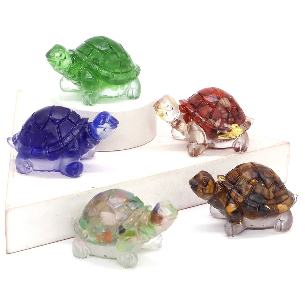 2-Resin-Turtle-Tortoise-Statue-Healing-Crystal-Reiki-Tumbled-Stones ...