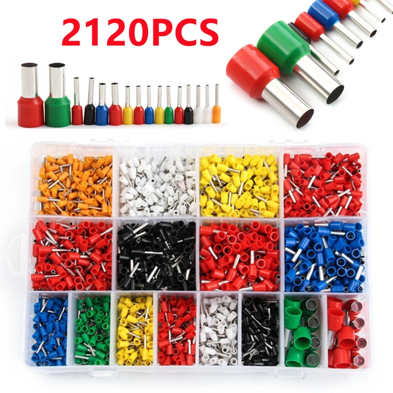 400/1200/2120PCS Box VE Tubular Crimp Terminals Wire Insulated ...