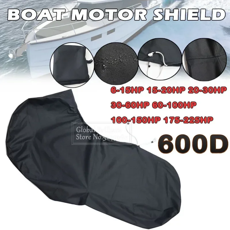 600D Boat Full Outboard Engine Motor Cover Protection Black For 6-225HP ...