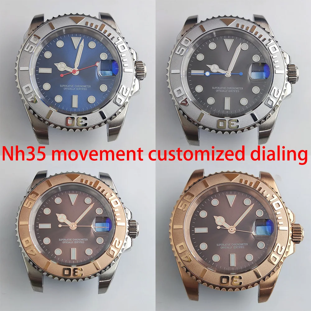 40mm-NH35-Silver-Rose-Gold-Case-Watch-Accessories-Stainless-Steel-Case ...
