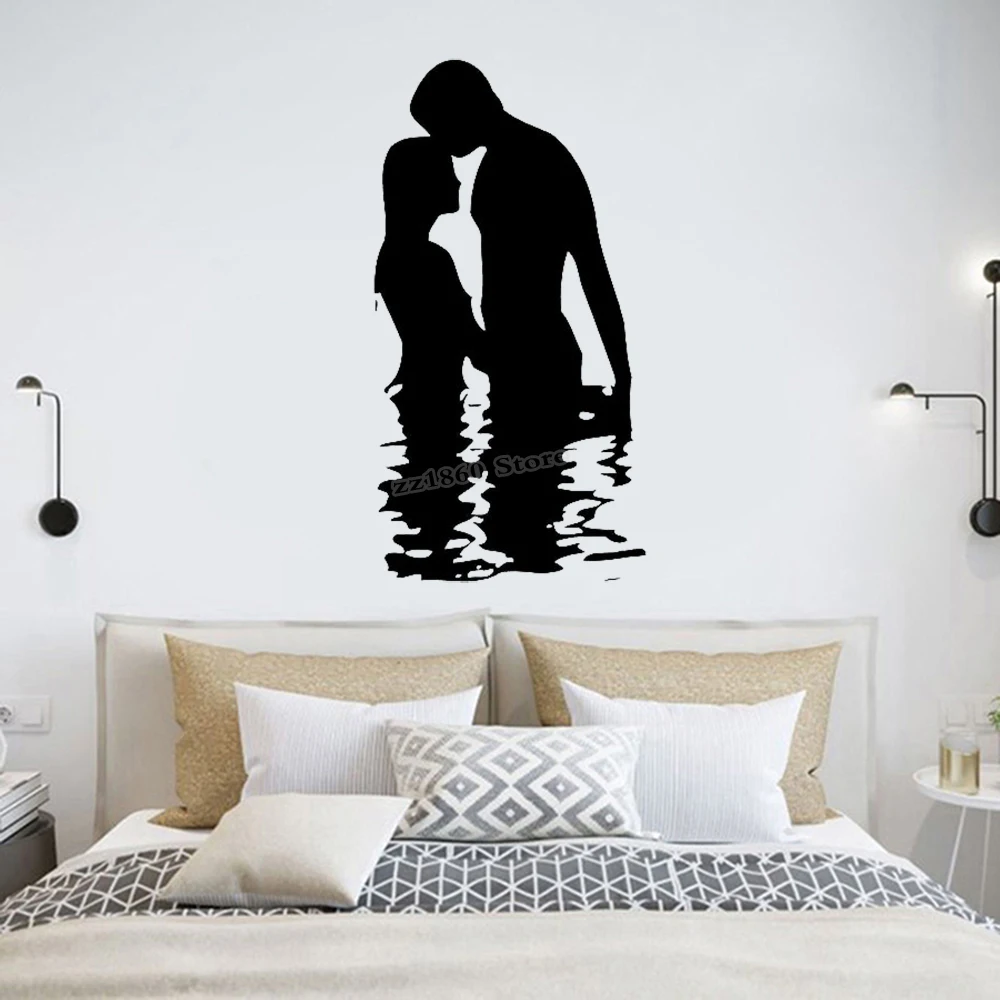 Two-Lovers-in-the-Sea-Wall-Decal-Couple-room-Wall-Stickers-for-Home ...