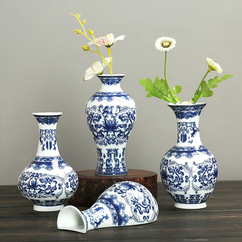 Mini-vaso-cer-mico-azul-e-branco-antigo-arranjo-de-flores-de-porcelana ...