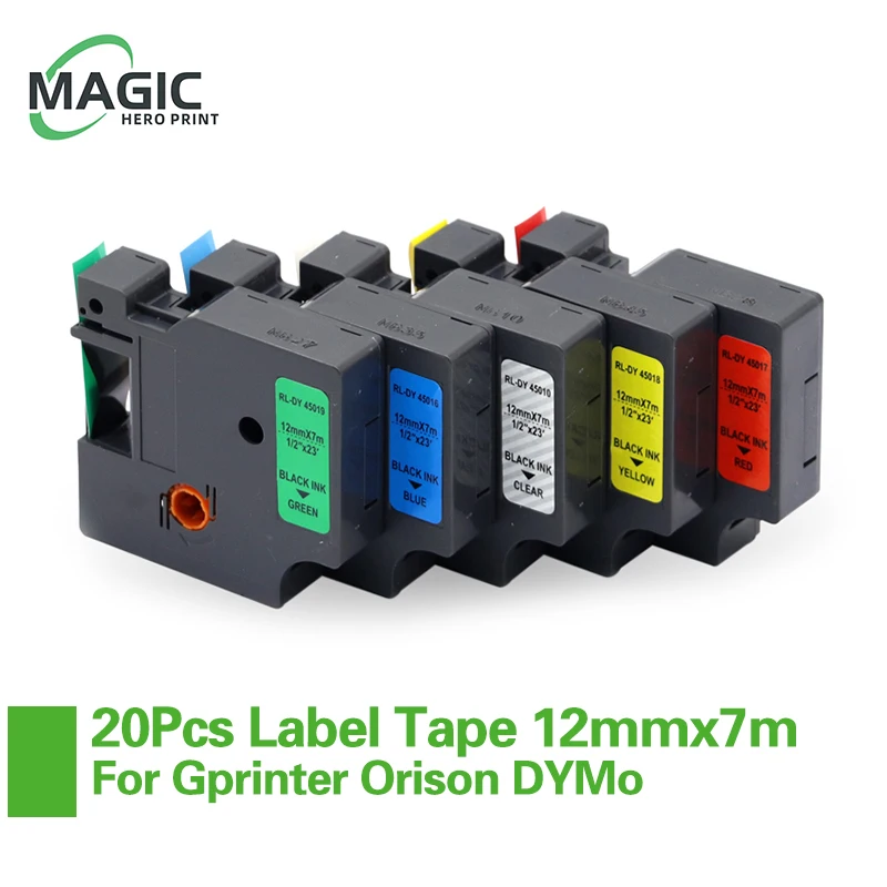 20PCS For Gprinter Orison DYMO Label Tape Printer Ribbon 12mm 7M 20pcs-for-gprinter-orison-dymo-label-tape-printer-ribbon-12mm-7m
