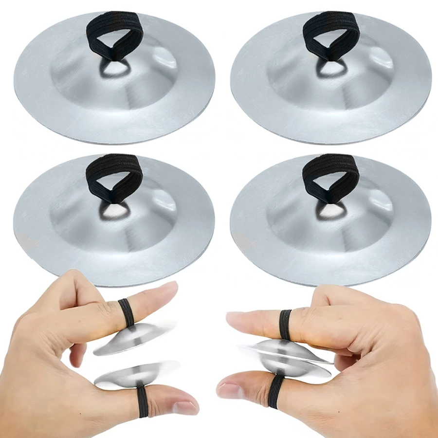 4pcs Silvery Metal Finger Cymbals - Mini Orff Percussion Instruments ...