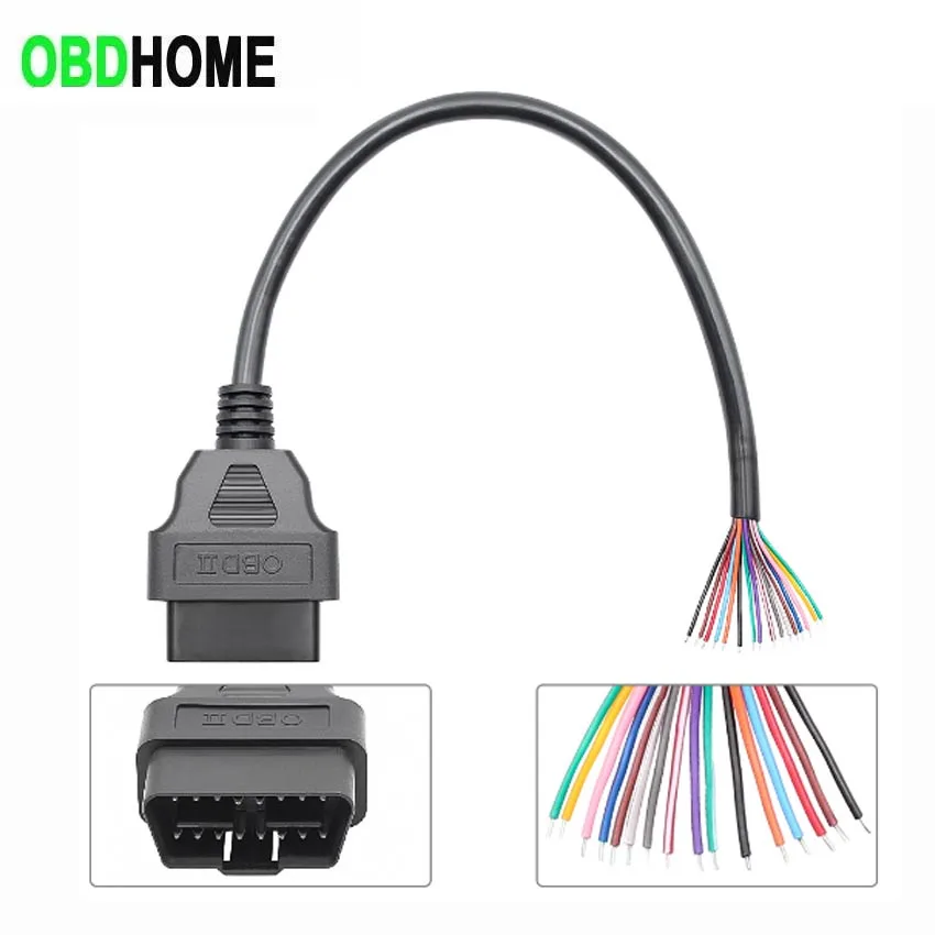 30cm J1962 Male OBD2 16PIN Opening Plug Cable for ELM327 Car Code ...