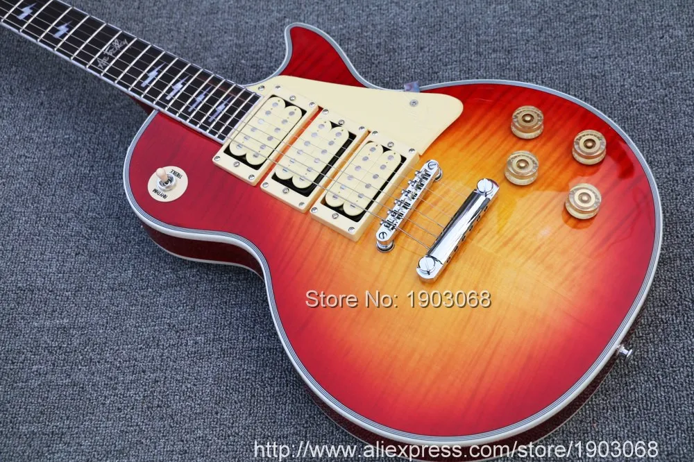 Hot!custom Shop Ace Frehley Signature 3 Pickups Electric Guitar,vintage Sunburst Tiger Flame ...