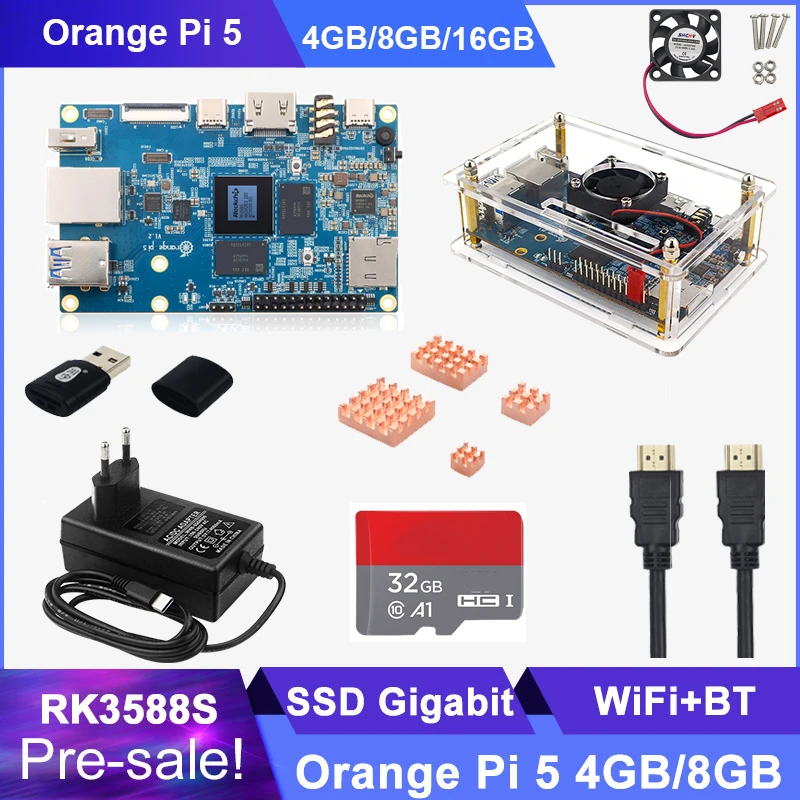 Orange Pi 5 4 8 16gb Pcie Module External Wifi+bt Ssd Gigabit Ethernet ...