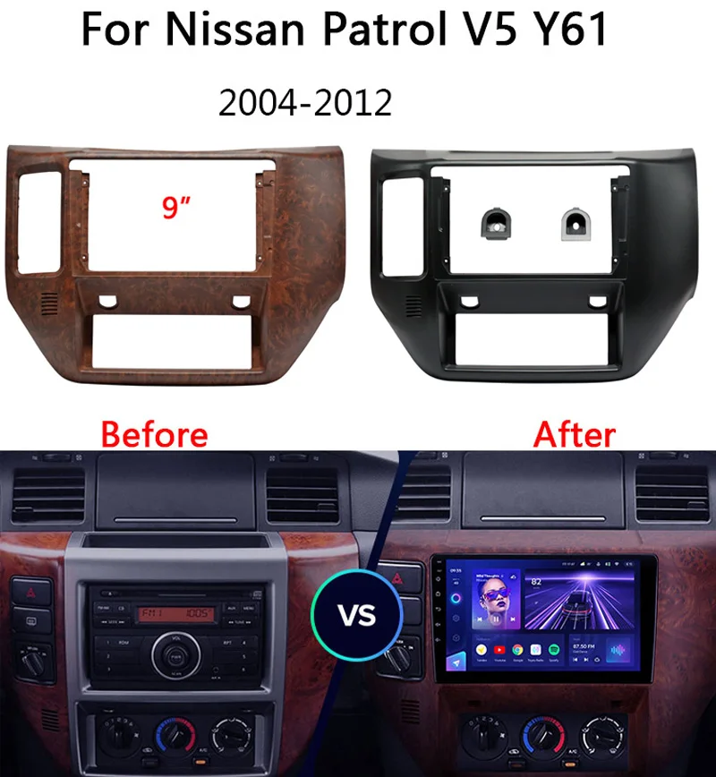 1din 9 Inch Car Radioframe For Nissan Patrol V5 Y61 2004-2012 Car Dvd ...