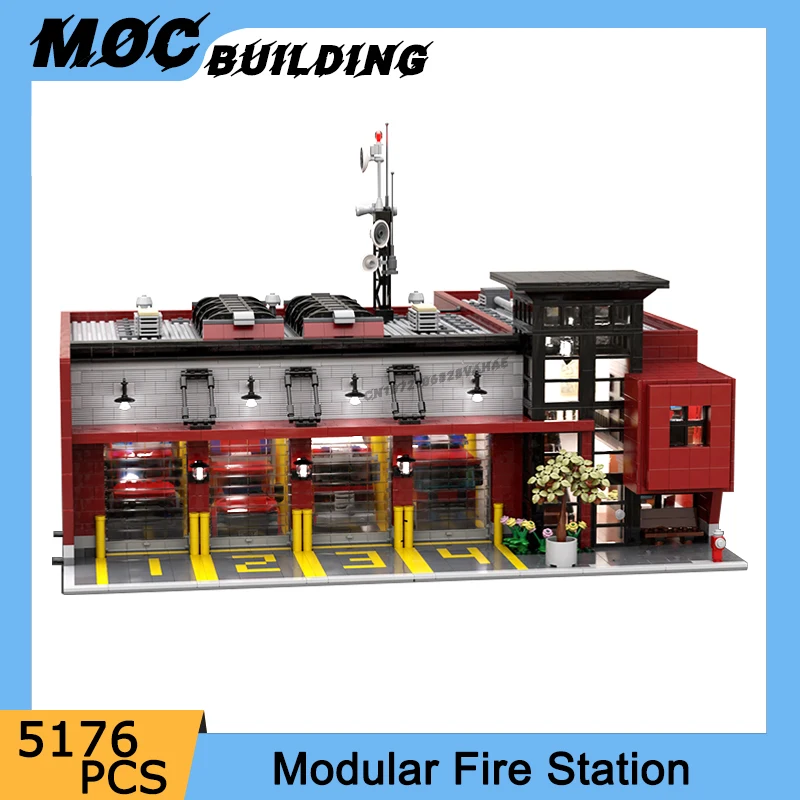 MOC City Firefighting Department Modular Fire Station Street View ...