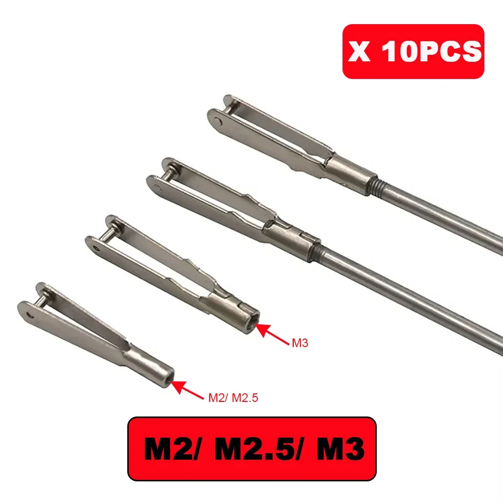 10PCS M2/ M2.5/ M3 Steel Clevis Push Rod Coupler Servo Connecting Level ...