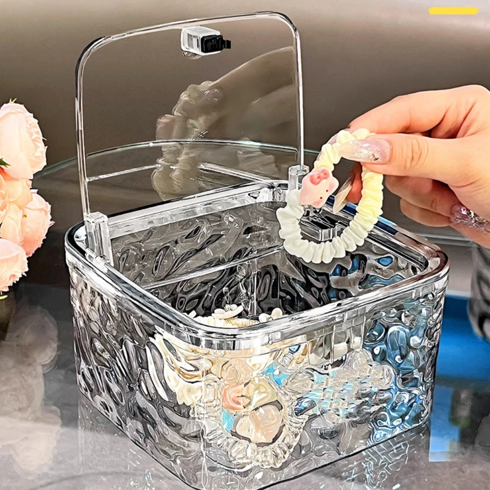 Desktop Hair Accessories Storage Box With Lid Clear Acrylic Headwear ...