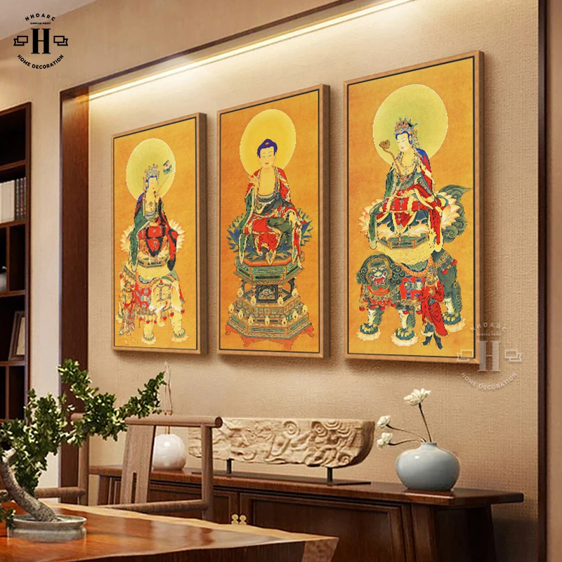 Buddhist-Art-Style-Canvas-Print-Buddha-Figure-Guanyin-Bodhisattva-Porch ...