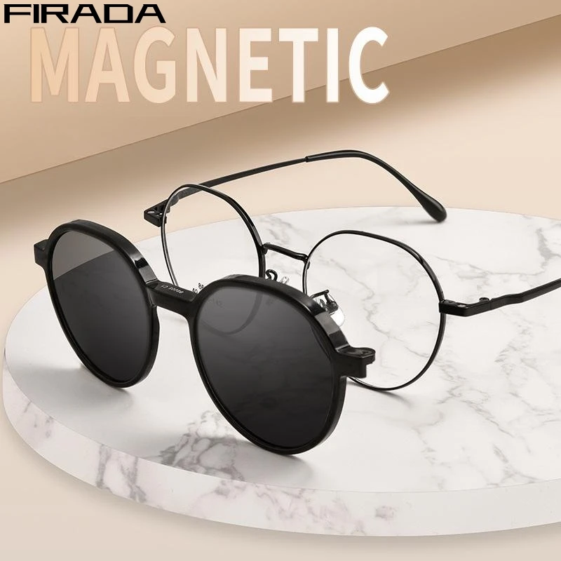 FIRADA-Fashion-Comfortable-Magnet-Eyeglasses-Ultra-Light-Vintage-Round ...