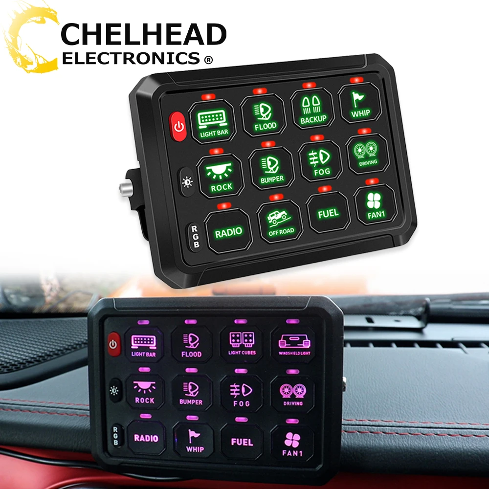 12 Gang Panel Switches Box 12V 24V Multi-Function Remote Key Pad Relay ...