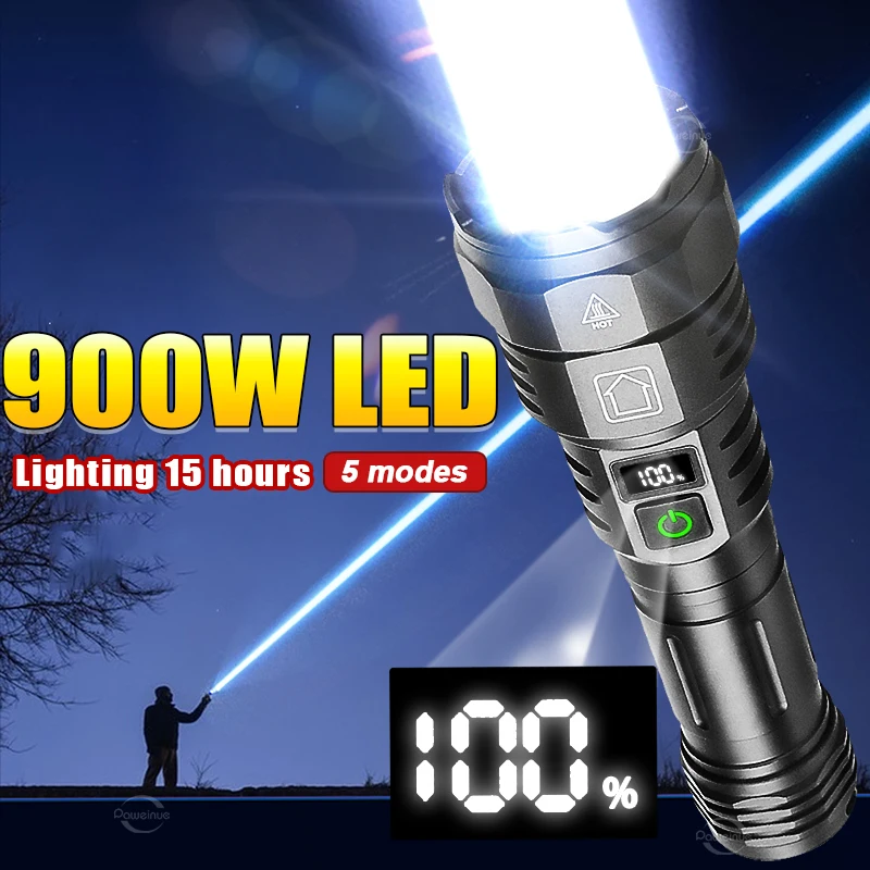 Most-Powerful-900W-Flashlight-High-Power-Led-Flashlights-Rechargeable ...