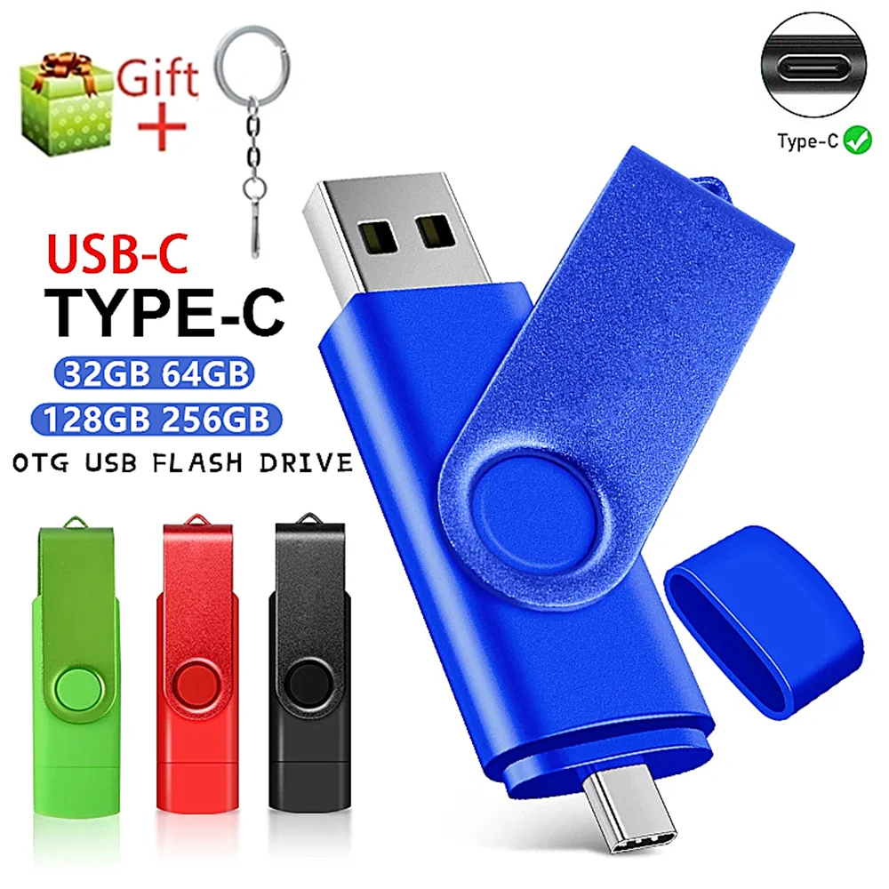 360° rotation Metal 2IN1 OTG USB Flash Drives 128GB TYPE-C&USB 256GB ...