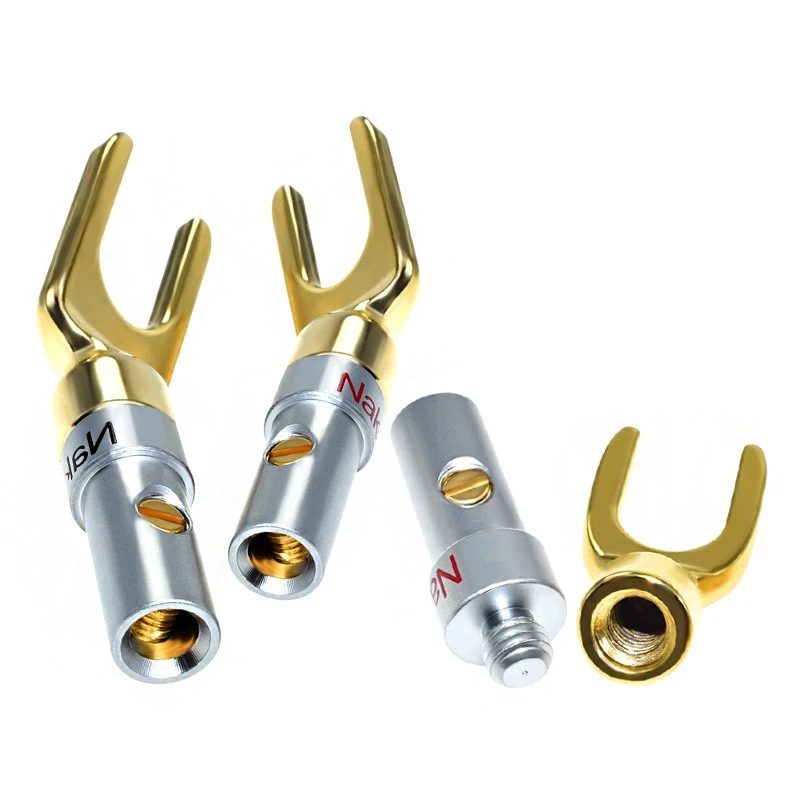 4Pcs-Gold-plated-Y-U-Shape-Banana-Plug-Audio-Speaker-Plugs-Screw-Fork ...