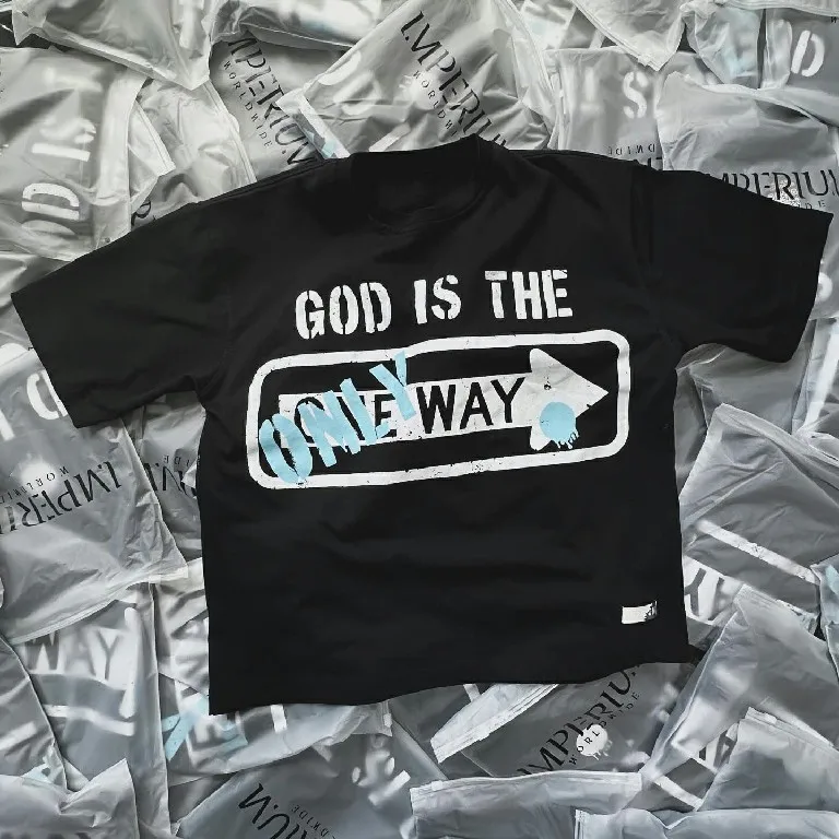 Streetwear-T-Shirt-Y2K-Hip-Hop-God-Is-The-Only-One-Way-Letter-Graphic ...